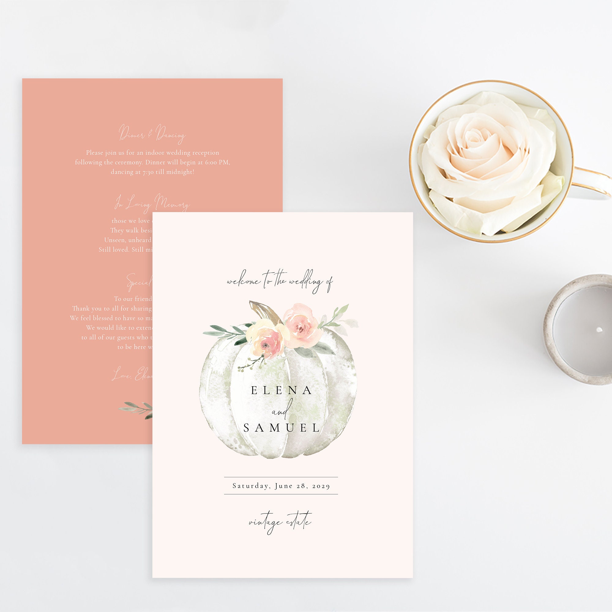 Pumpkin Wedding Program Book Template Printable Wedding - Etsy