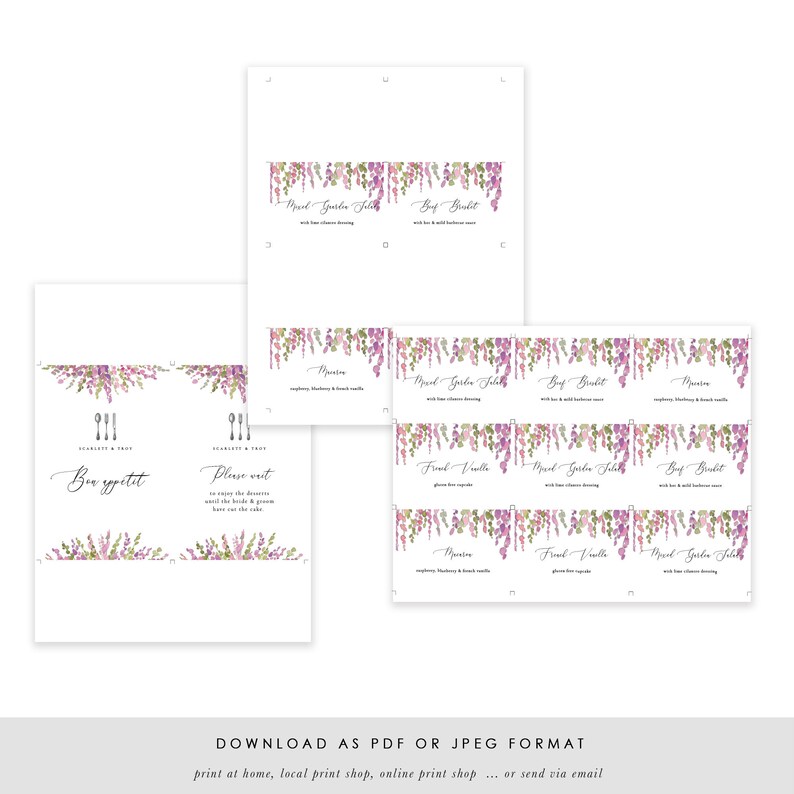 Printable Purple Flower Buffet Label Template Buffet Food | Etsy
