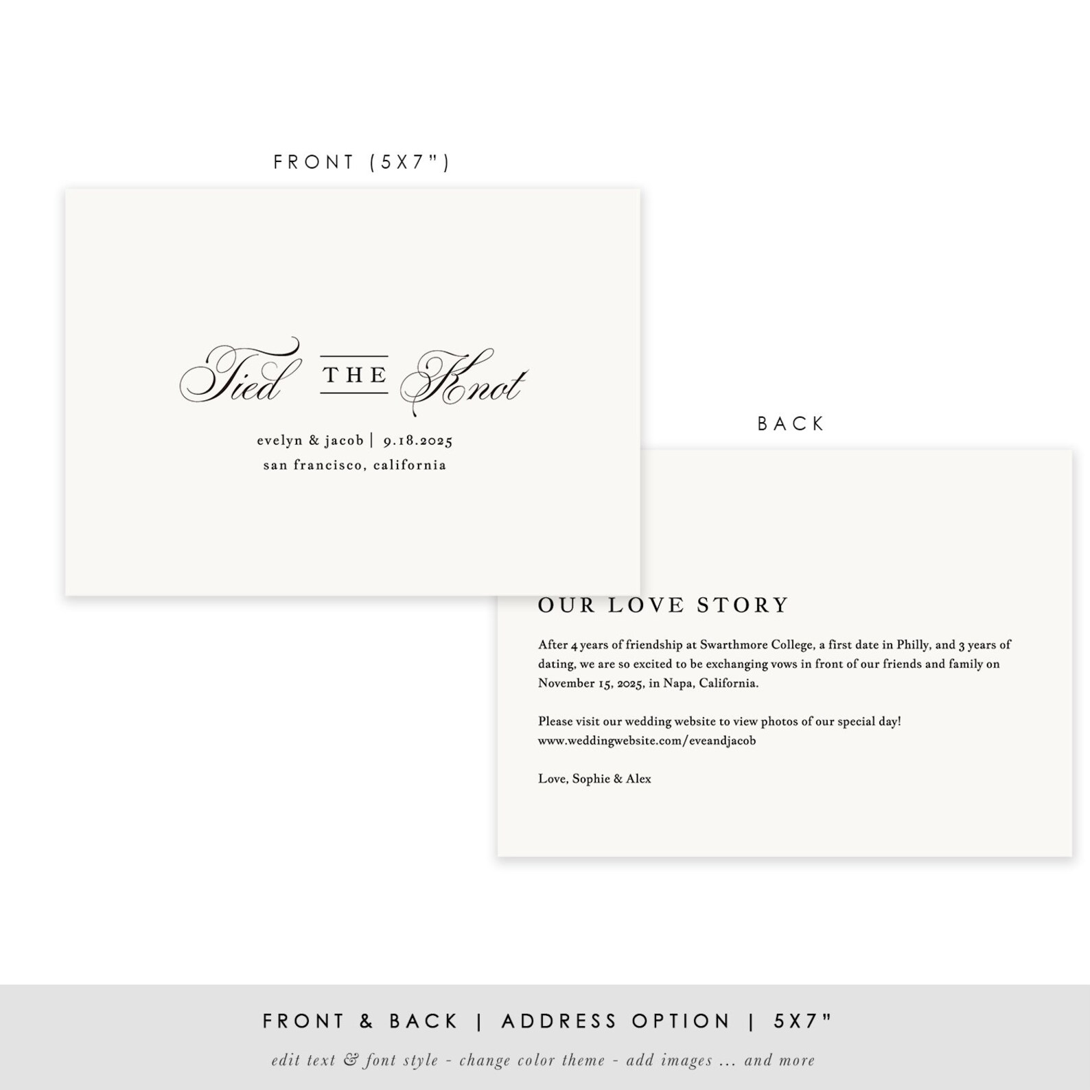 Printable Wedding Announcement Template, Elopement Announcement, DIY ...