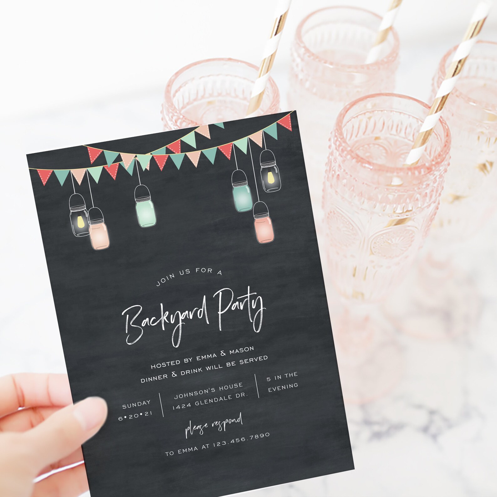 Backyard Party Invitation Template Birthday Baby Shower Etsy