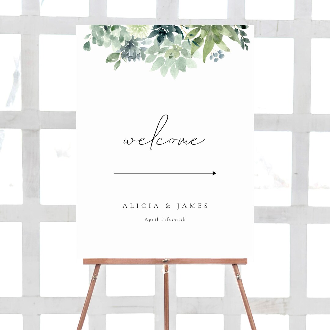 Succulents Welcome Arrow Sign Template Printable Wedding - Etsy