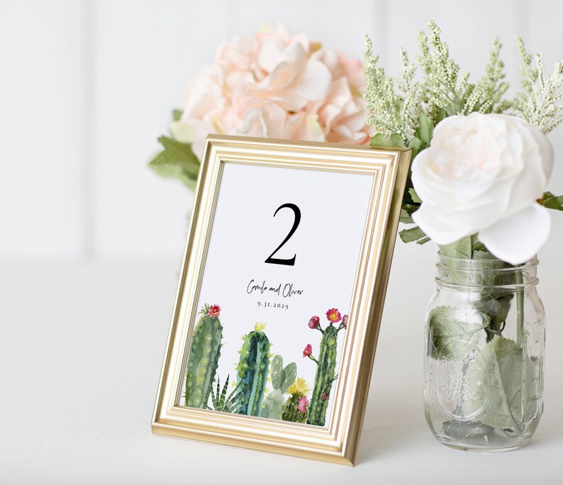Cactus Table Numbers Template Wedding Table Number Printable - Etsy