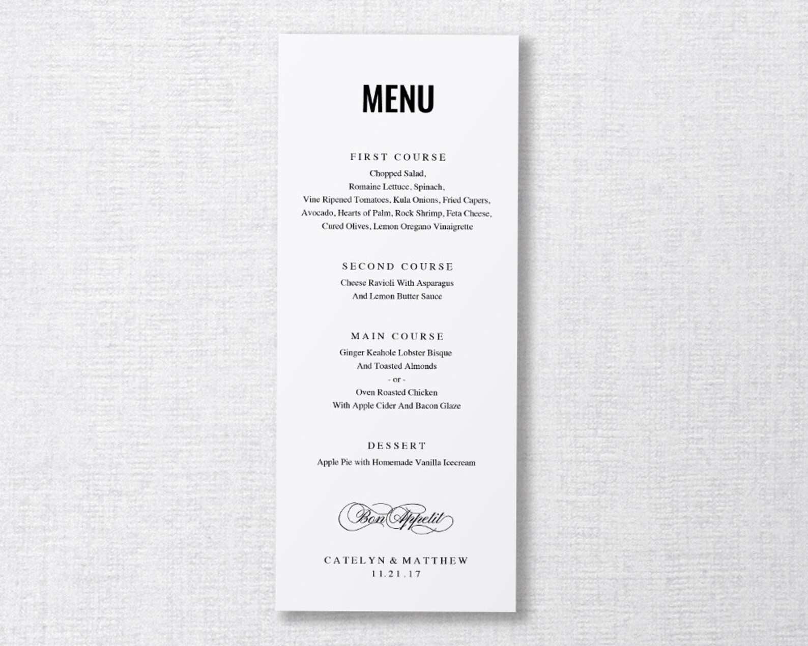 Wedding Menu Template Printable Menu Wedding Dinner Menu - Etsy
