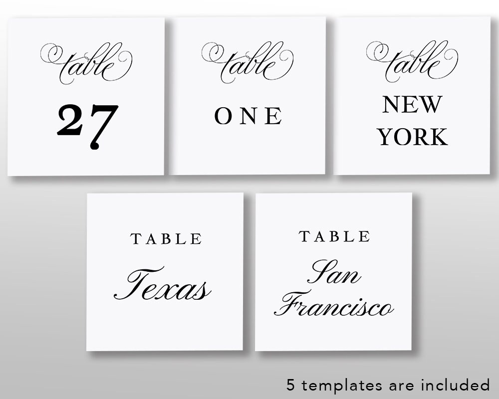 Printable Table Numbers Wedding Table Number Printable | Etsy