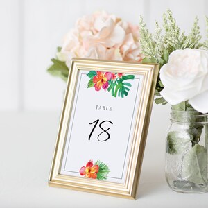 Tropical Flower Table Numbers Template Wedding Table Number - Etsy