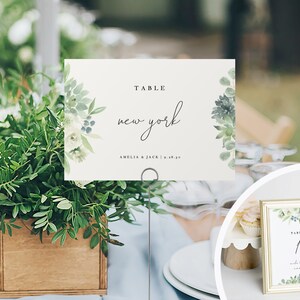 Succulents Table Numbers Template, Wedding Table Number Printable ...