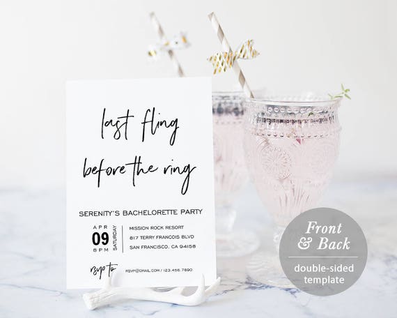 Cocktail and Drinks Hen Do Invite Hazel Printable Bachelorette Party ...