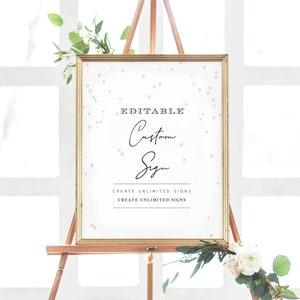 Confetti Multi-purpose Sign Template Gender Reveal Party - Etsy