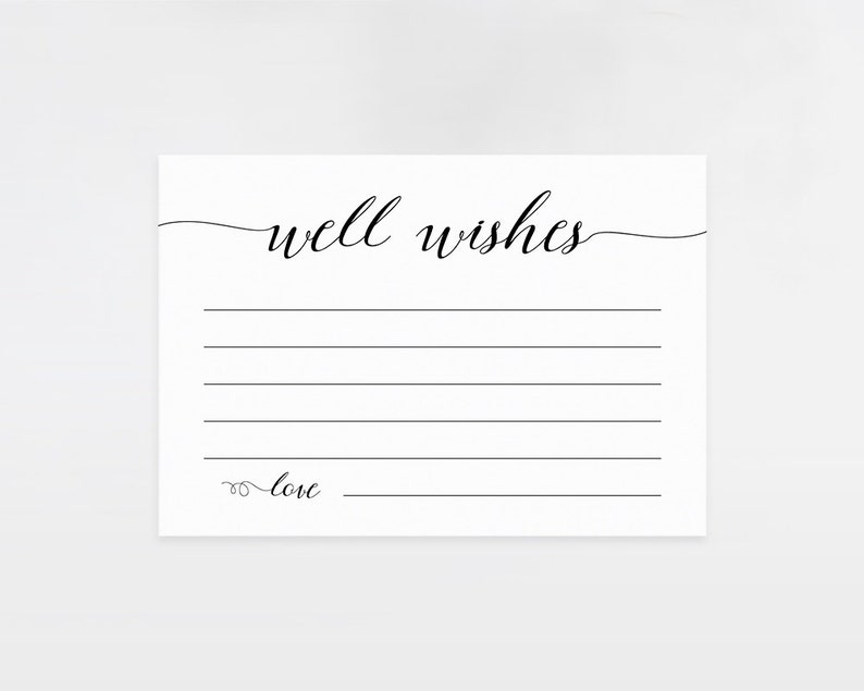 Well Wishes Card Template Printable Well Wishes Wedding Well - Etsy