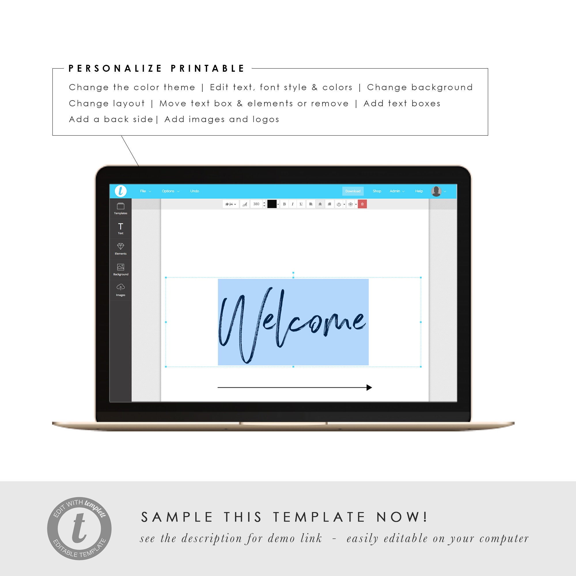 Minimalist Welcome Arrow Sign Template Printable Wedding | Etsy