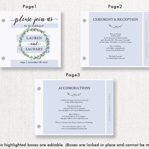 Booklet Invitation Set, Printable Wedding Invitation Template, DIY ...