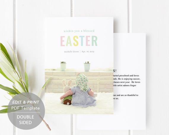 Easter Card Template Easter Photo Card Printable Easter - Etsy