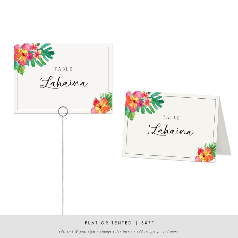 Tropical Flower Table Numbers Template Wedding Table Number | Etsy