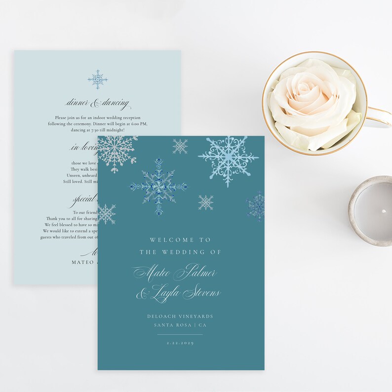 Snowflake Wedding Program Book Template Printable Wedding | Etsy