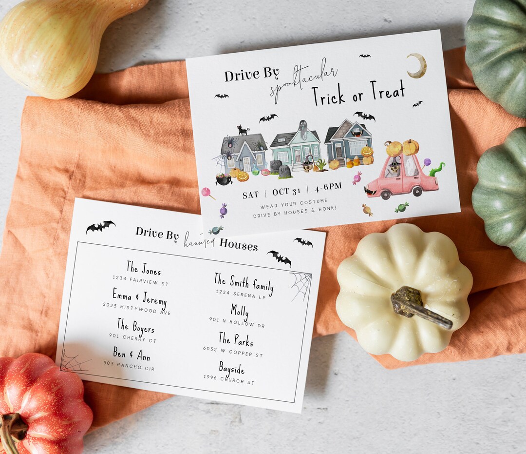 Drive by Halloween Trick or Treat Invitation Template, Drive Through ...
