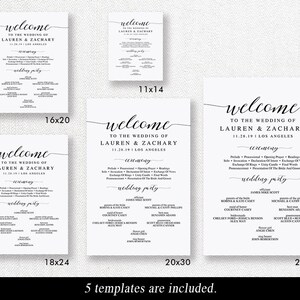 Wedding Program Sign Template, Printable Wedding Program Board, Program ...