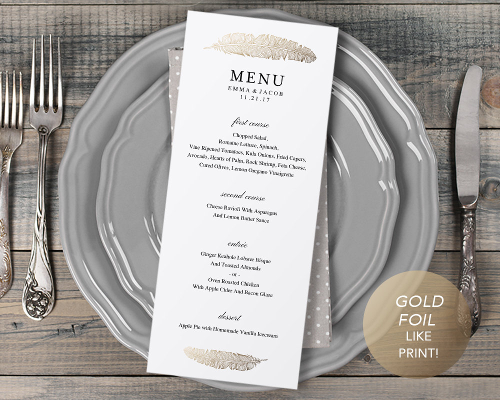 Wedding Menu Template Printable Menu Wedding Dinner Menu | Etsy