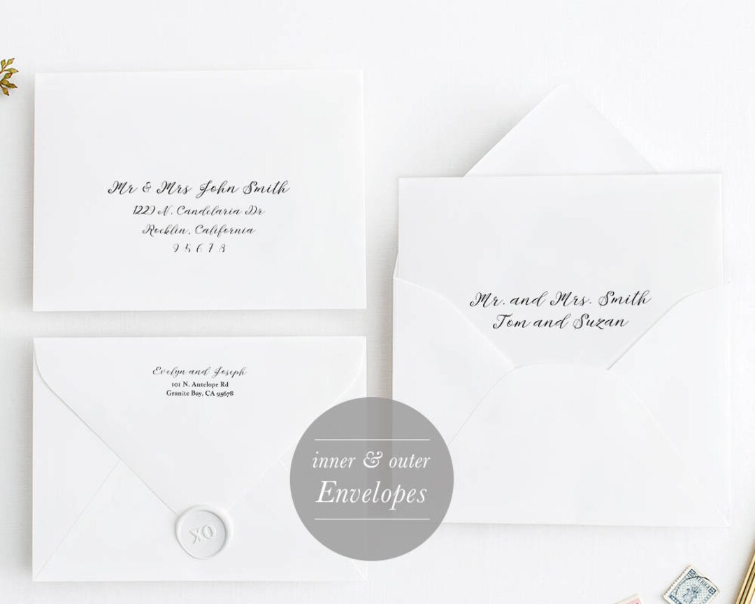 Outer & Inner Envelope Template, Envelope Printable, Calligraphy ...