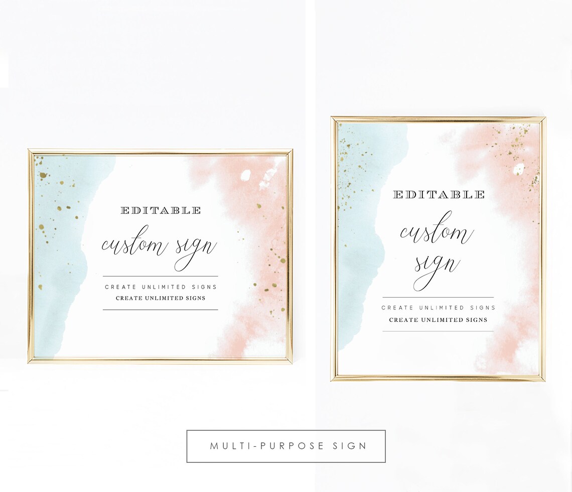 Watercolor Multi-purpose Sign Template Gender Reveal Party | Etsy