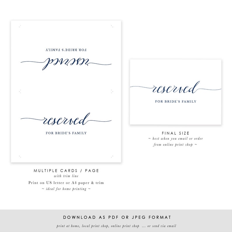 Reserved Sign Printables Editable PDF Template Instant - Etsy