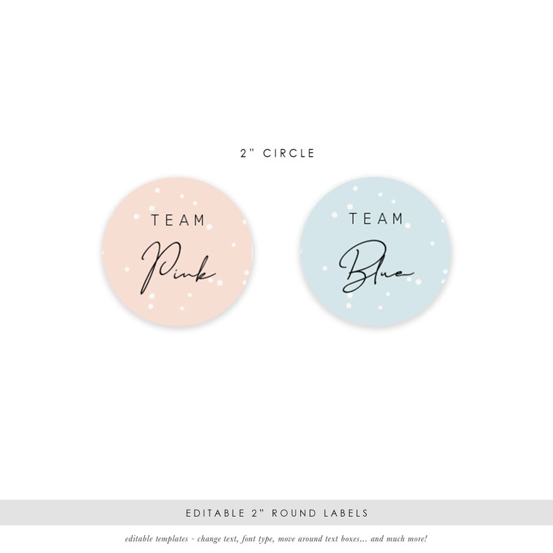 Dotty Gender Reveal Party Label Template Printable Guessing | Etsy