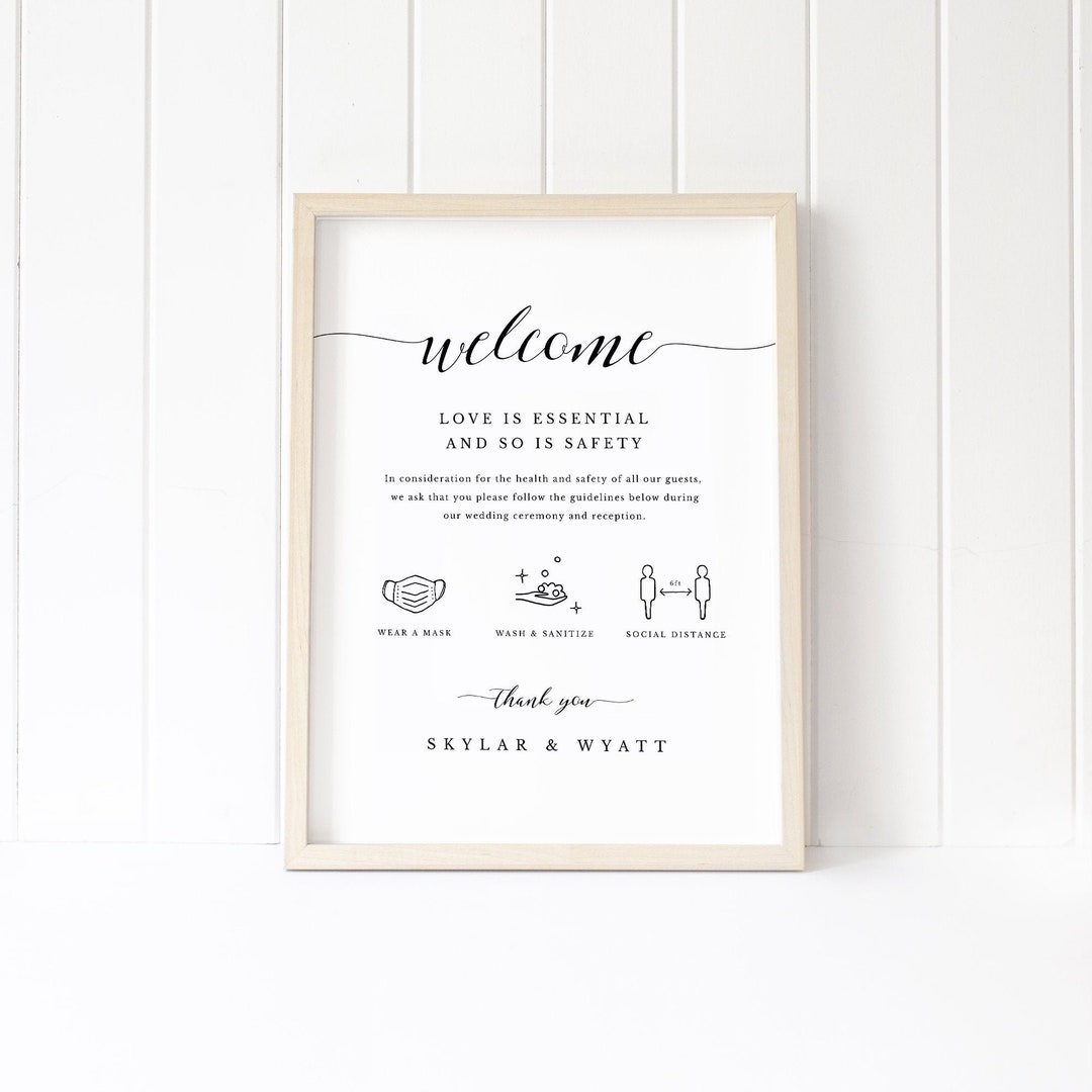 Love is Essential Safety Guidline Sign Template, Printable Wear a Mask ...