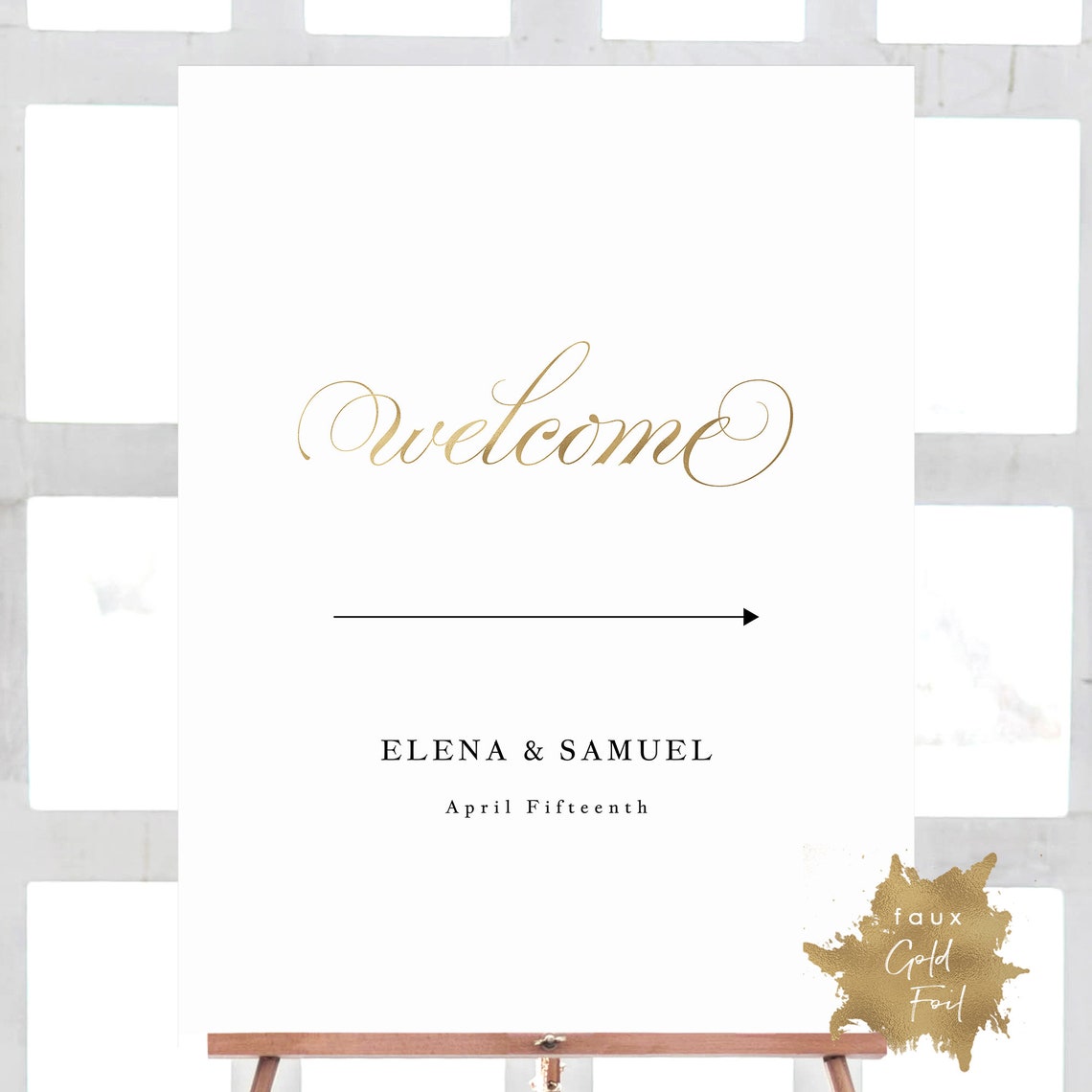 Gold Welcome Arrow Sign Template Printable Wedding Direction - Etsy