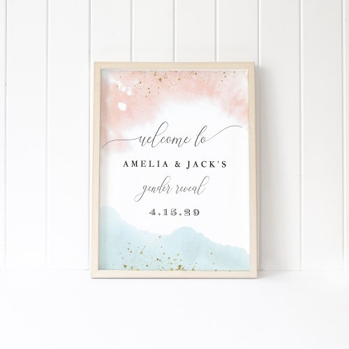 Welcome Sign Template Gender Reveal Welcome Sign Printable Etsy