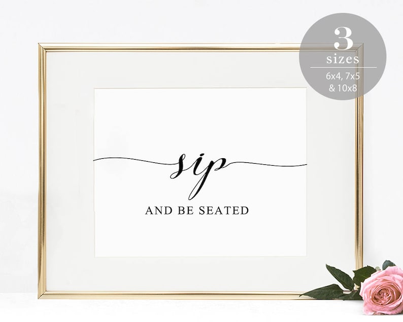 Sip and Be Seated Sign Template Printable Wedding Bar Sign - Etsy