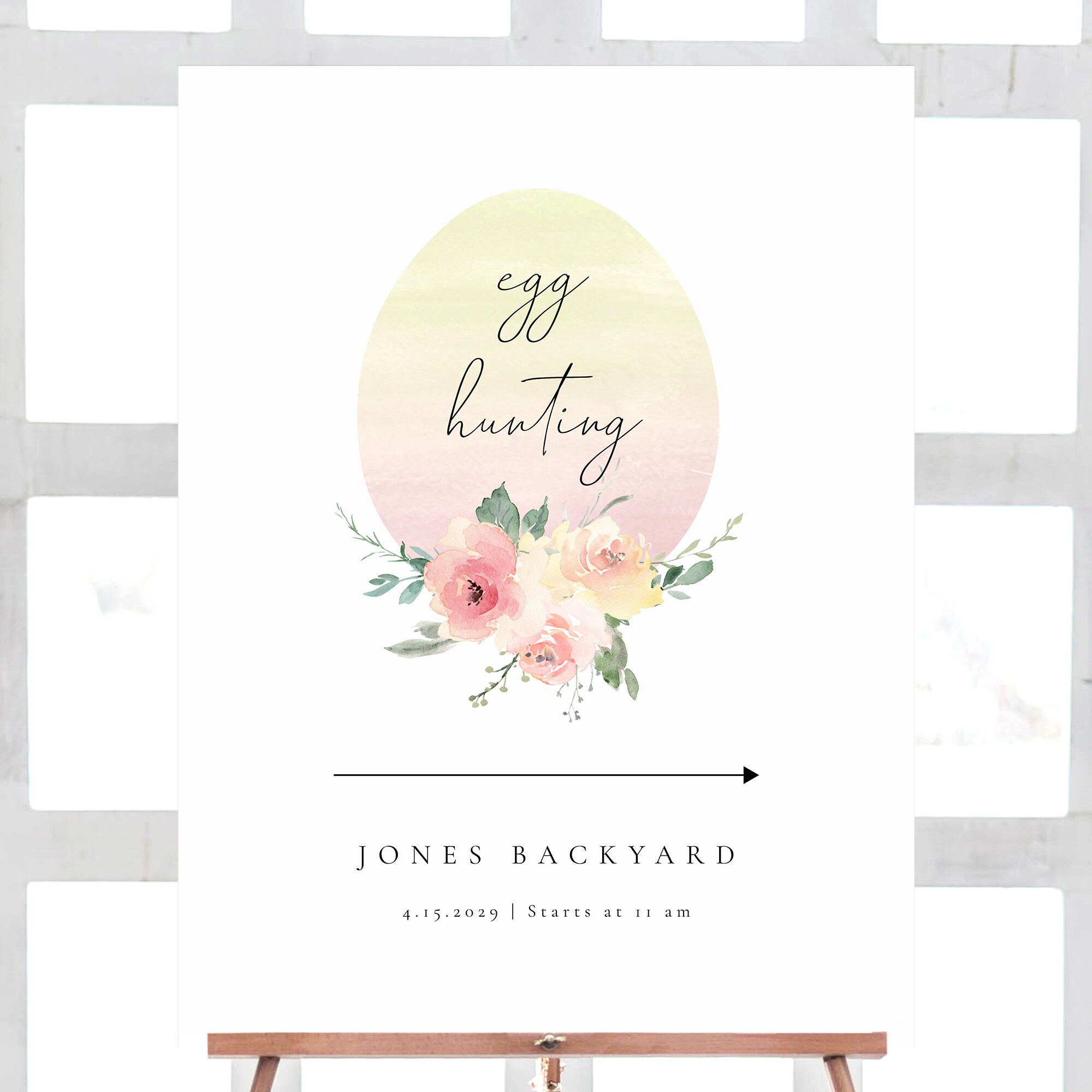 Egg Hunting Welcome Arrow Sign Template Printable Wedding | Etsy