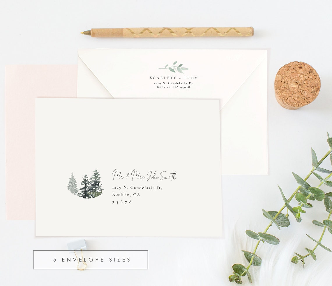 Evergreen Forest Envelope Template Envelope Printable Modern - Etsy