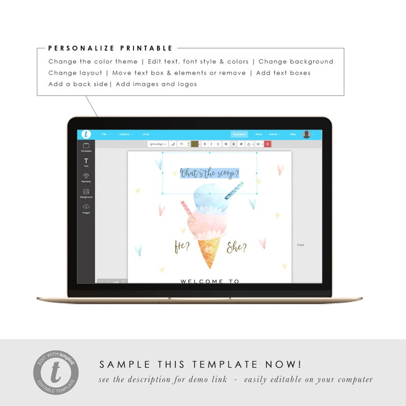 Ice Cream Welcome Sign Template Gender Reveal Welcome Sign | Etsy