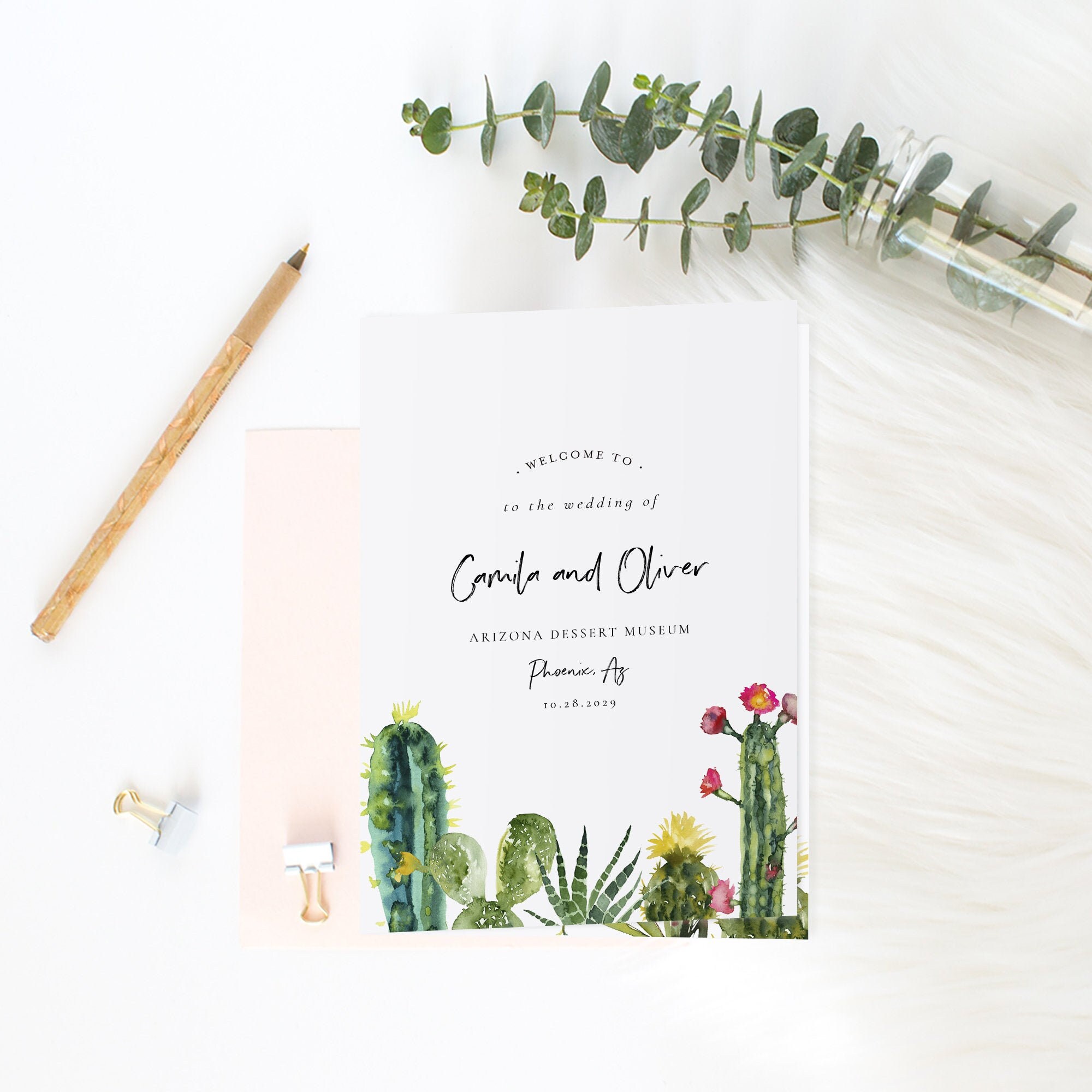 Cactus Wedding Program Book Template Printable Wedding | Etsy