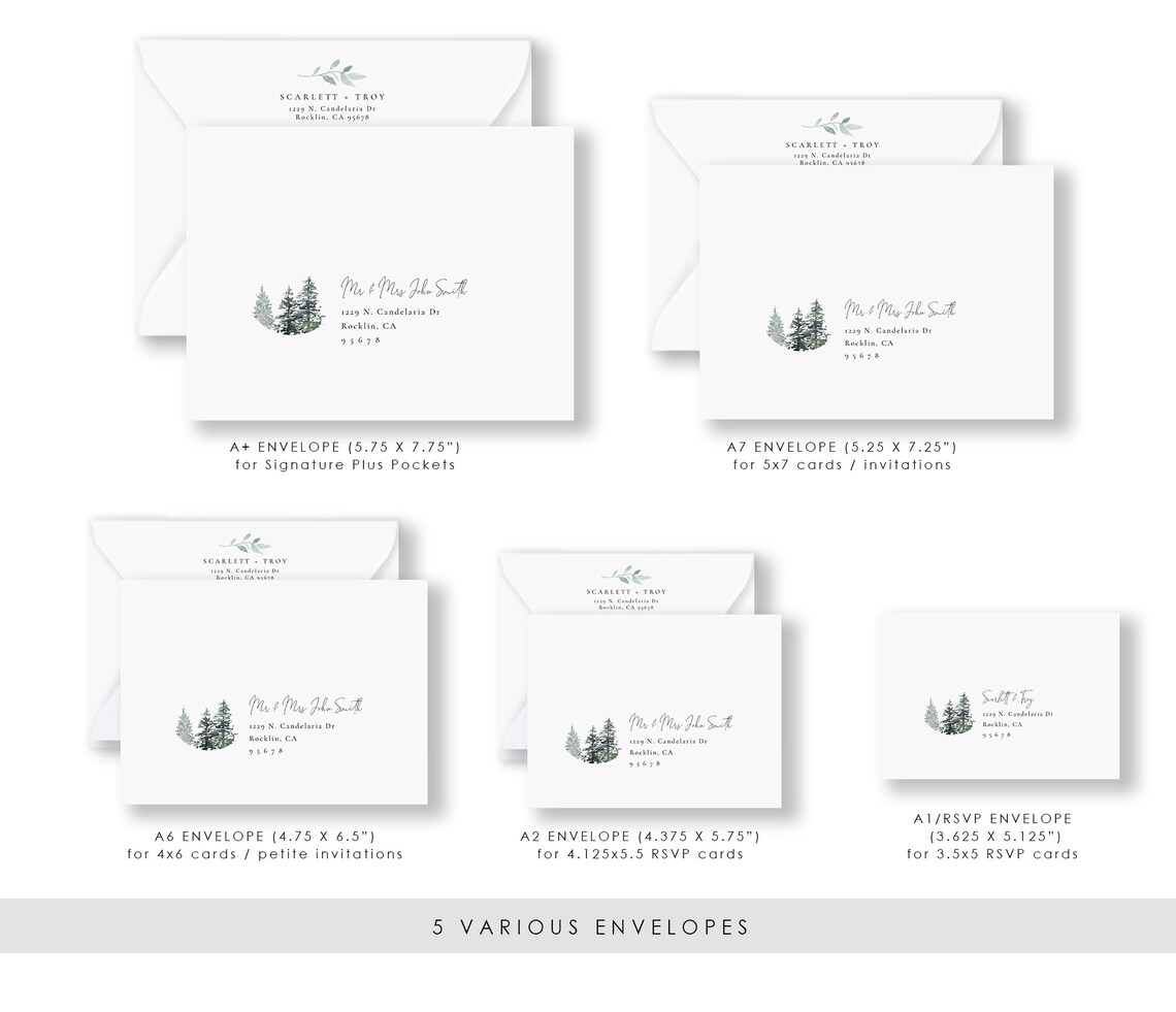 Evergreen Forest Envelope Template Envelope Printable Modern - Etsy