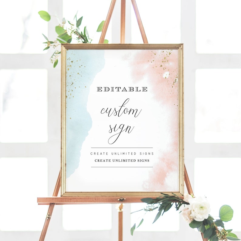 Watercolor Multi-purpose Sign Template Gender Reveal Party | Etsy