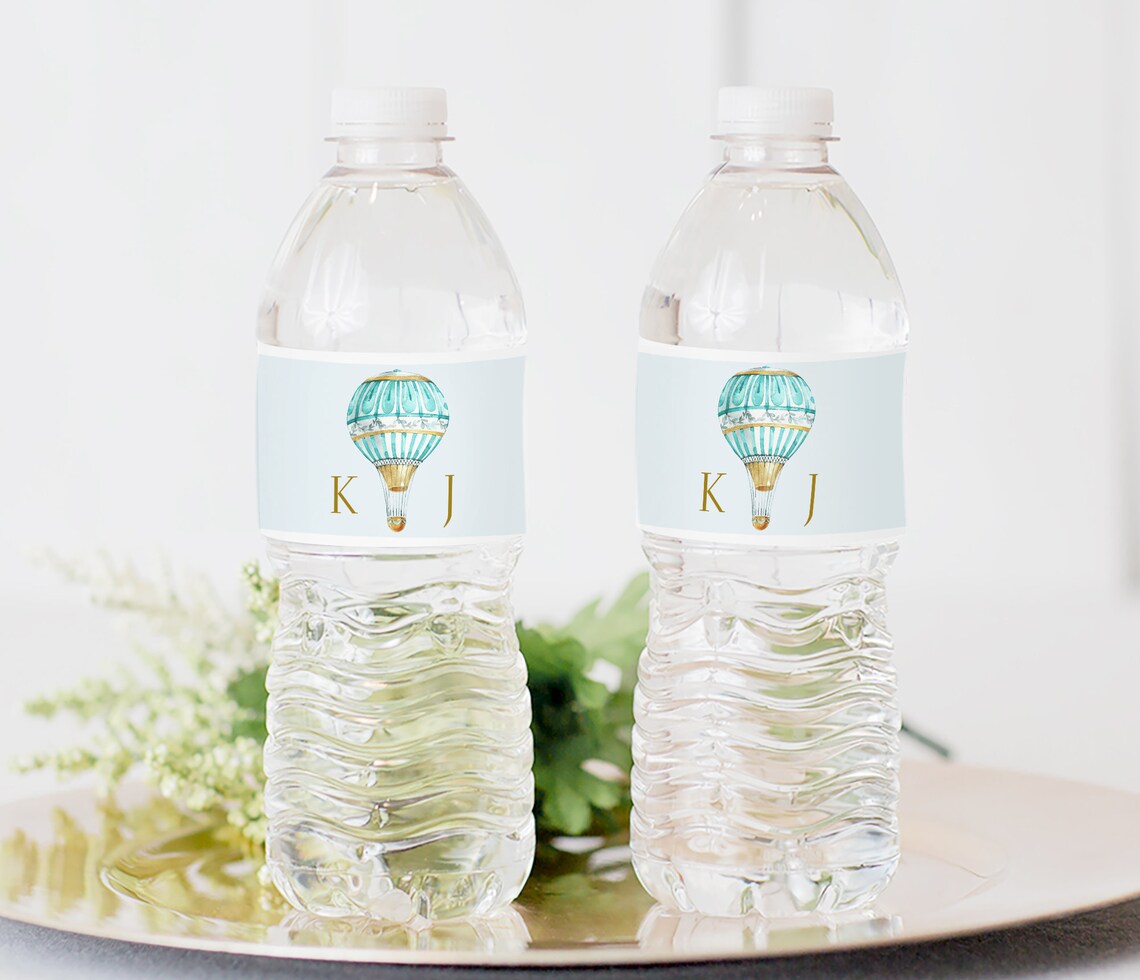 Air Balloon Water Bottle Label Water Bottle Label Template | Etsy