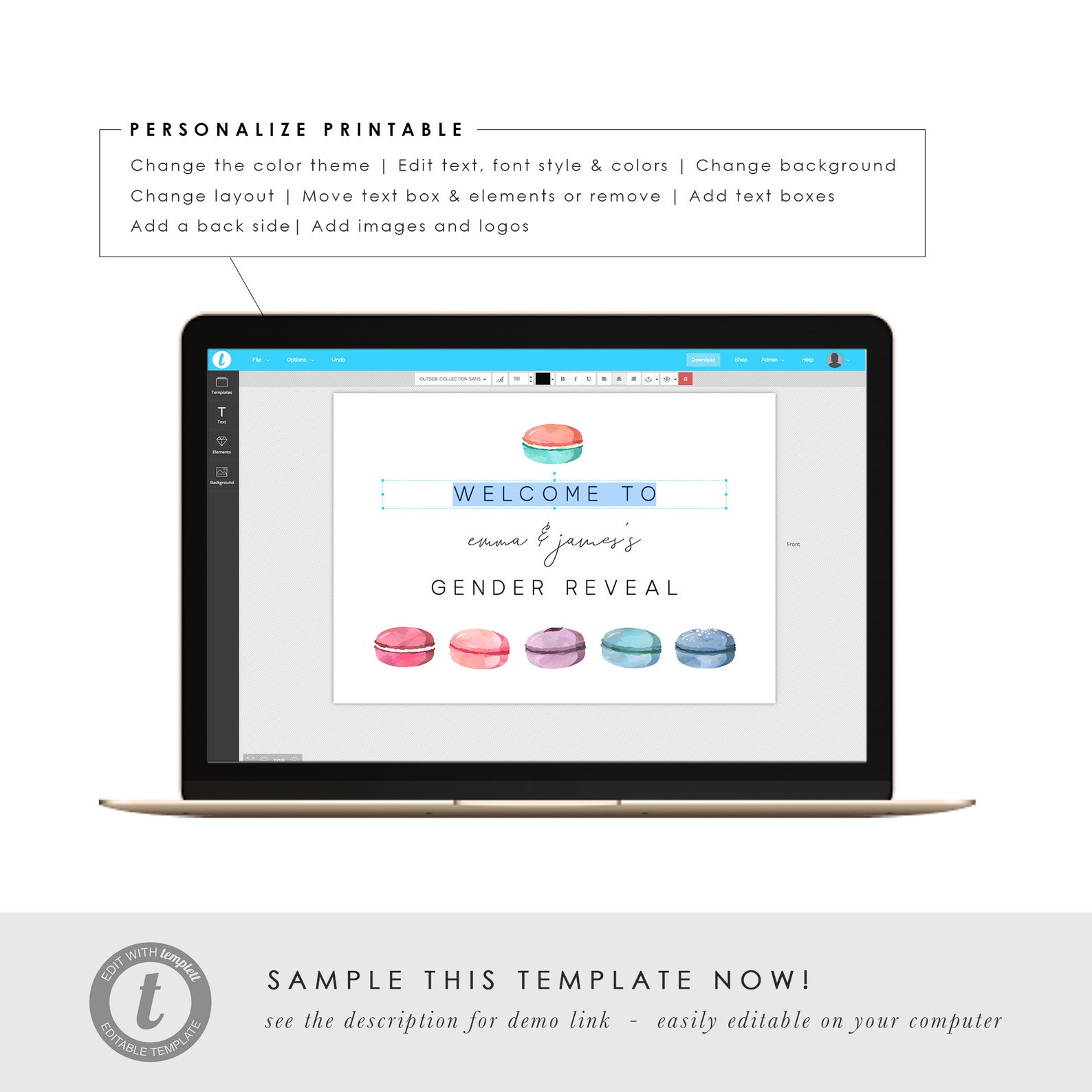 Macaron Welcome Sign Template Gender Reveal Welcome Sign | Etsy