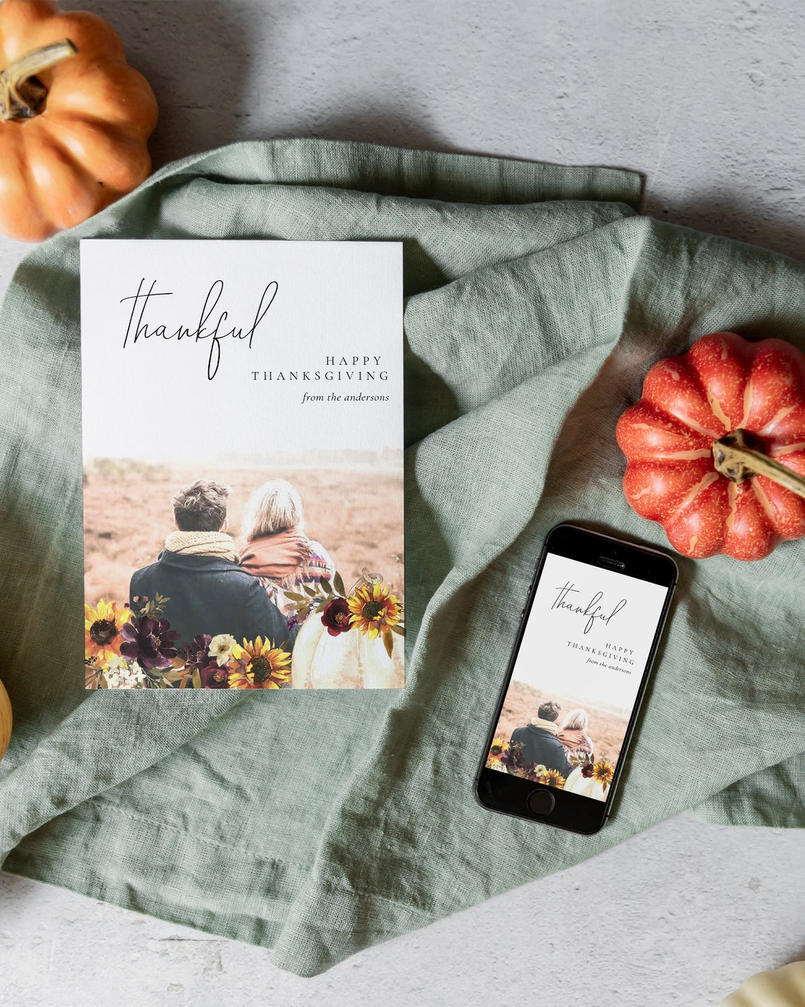 Thanksgiving Greeting Card Template Thankful Card Printable - Etsy