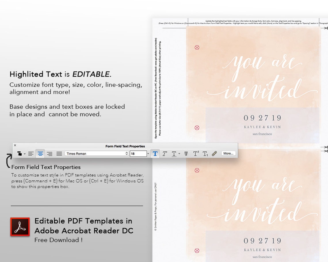 Booklet Invitation Set Printable Wedding Invitation Template | Etsy