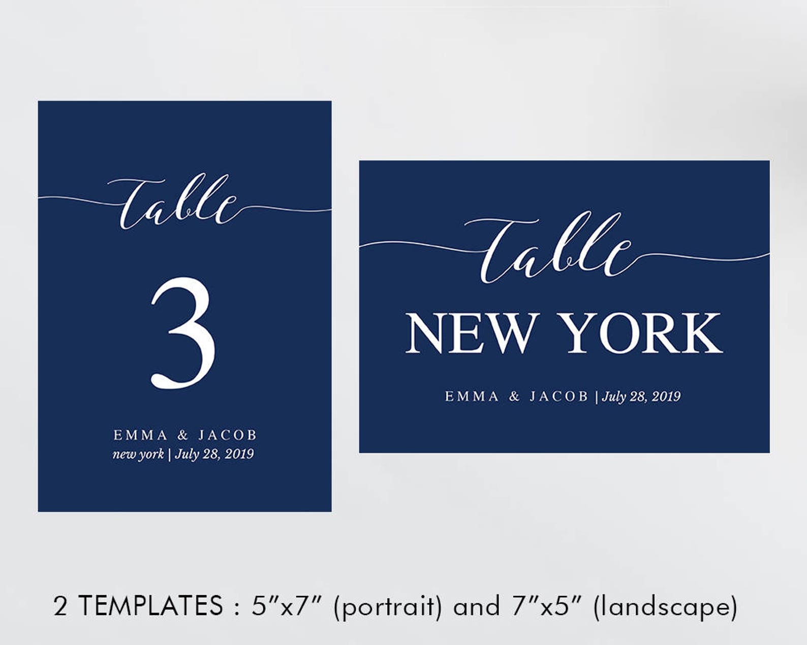 Navy Printable Table Numbers Wedding Table Number Printable | Etsy