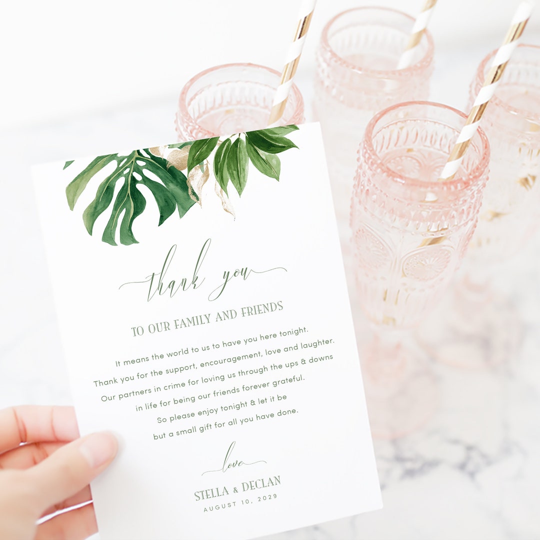 Aloha Wedding Thank You Note, Thank You Card, Thank You Letter, in Lieu ...