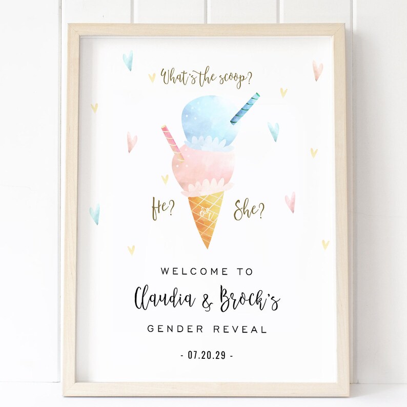 Ice Cream Welcome Sign Template Gender Reveal Welcome Sign | Etsy