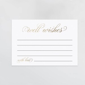 Faux Gold Well Wishes Card Template, Printable Well Wishes, Wedding ...