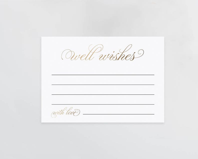 Faux Gold Well Wishes Card Template Printable Well Wishes - Etsy