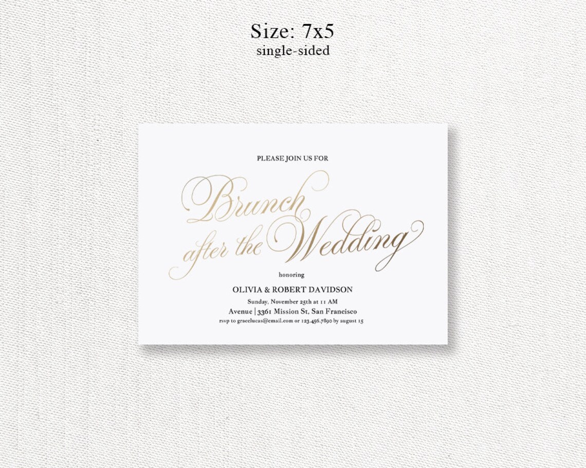 Printable Wedding Brunch Invitation Template Post Wedding - Etsy