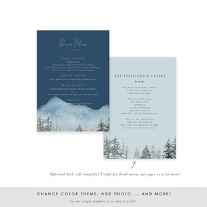 Evergreen Forest Dinner Menu Printable Wedding Menu Template - Etsy