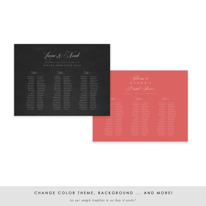 Landscape Wedding Seating Chart Template Seating Chart - Etsy