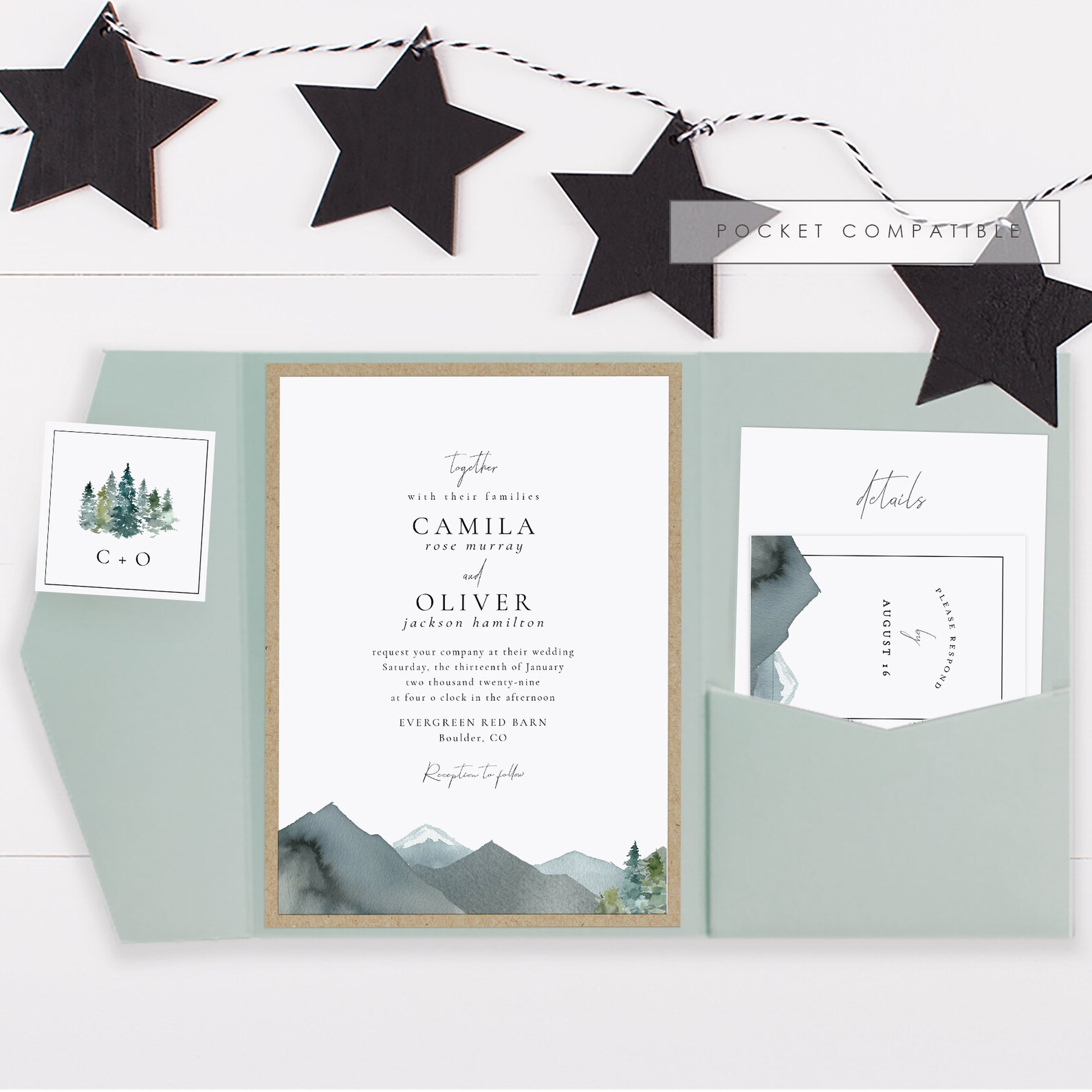 Winter Forest Wedding Invitation Template Wedding Invitation - Etsy