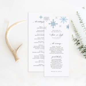 Snowflake Wedding Program Template, Printable Wedding Program, Ceremony ...