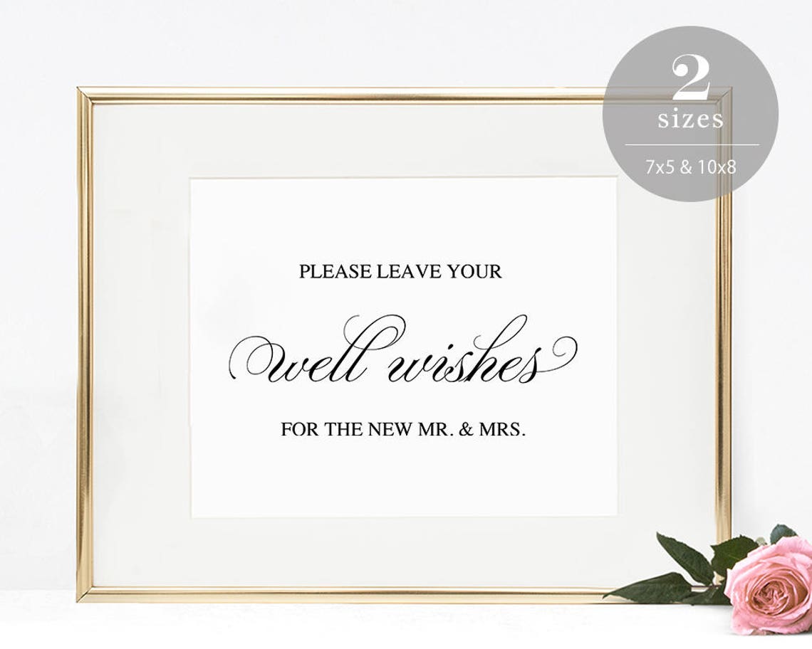 Wedding Well Wishes Sign Template Printable Wedding Advice - Etsy